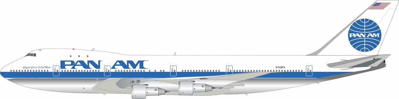 B747-100 Pan Am large titles experimental livery N748PA 1:100 polished ...
