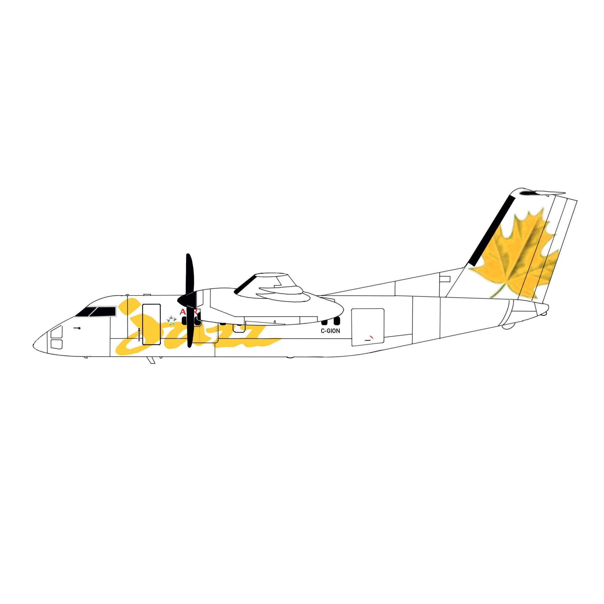 dash-8-100 Jazz classic livery yellow C-GION 1:400 (3d printed resin ...