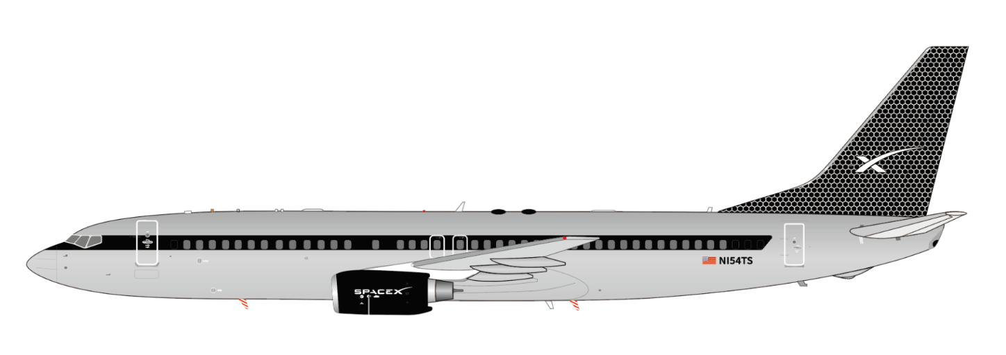 B737-800 SpaceX N154TS 1:200 with stand (no winglets) - avworld.ca