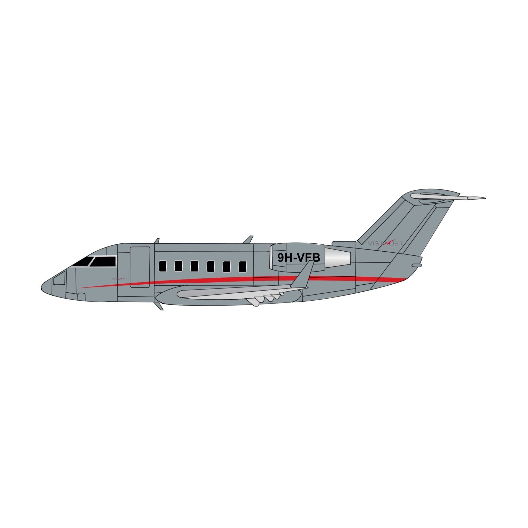 CL600 Challenger Vistajet 9H-VFB grey livery 1:400 (3D Printed Resin ...