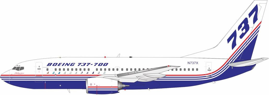 B737-700 Boeing 737-700 Boeing house livery N737X 1:200 with stand +PRE ...