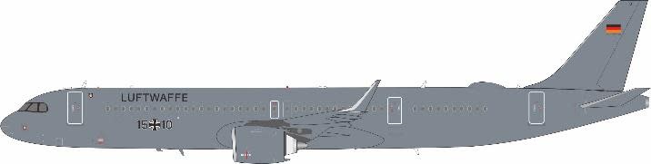 A321neo Luftwaffe grey livery 15+10 1:200 with stand - avworld.ca
