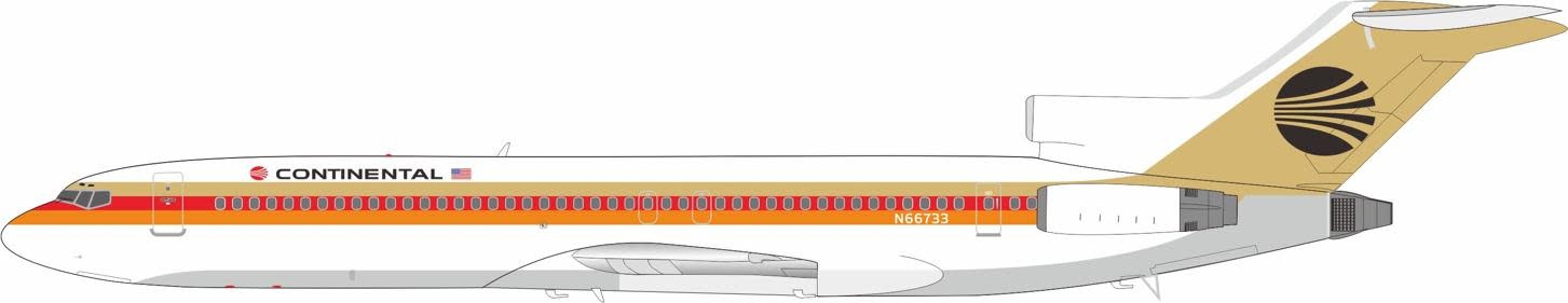 B727-200 Continental black meatball livery N66733 1:200 with stand ...