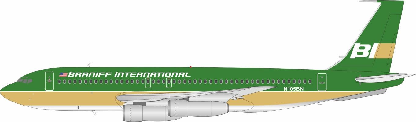 B707-100 Braniff International green upper livery N105BN 1:200 ...