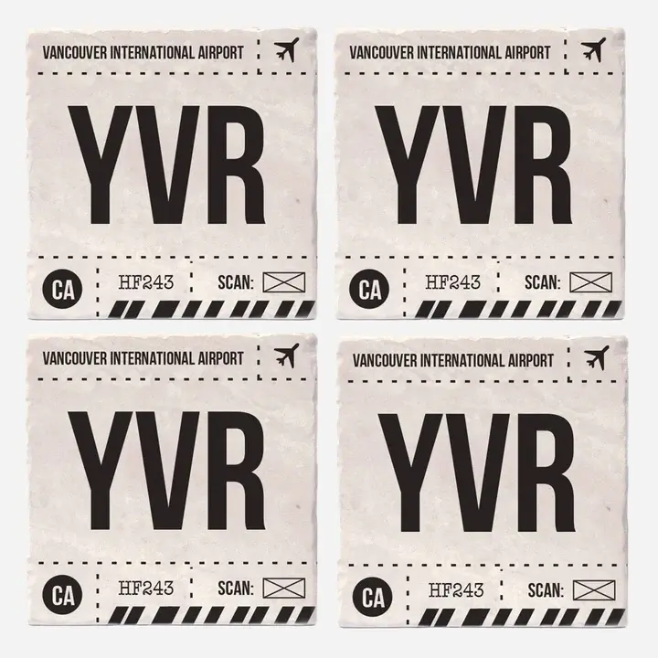 Vancouver International Airport YVR Coasters (Set of 4) - avworld.ca