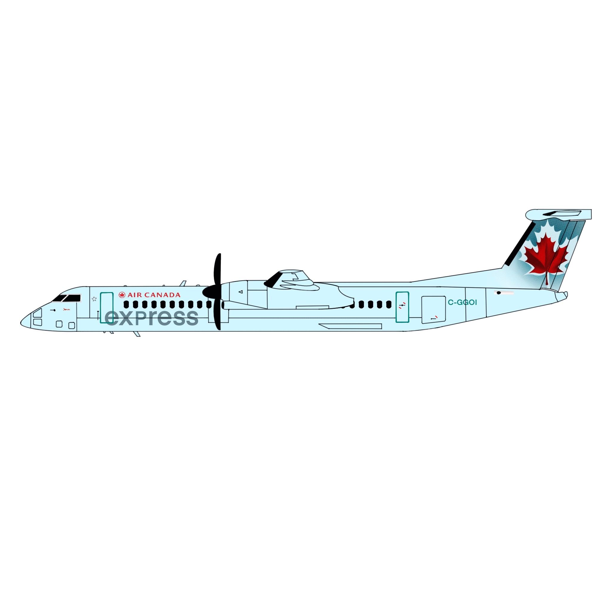 dash-8 Q400 Air Canada Express jazz 2004 blue livery C-GGOI 1:400 ...