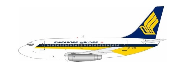 B737-100 Singapore Airlines yellow cheatline 9V-BBE 1:200 - avworld.ca