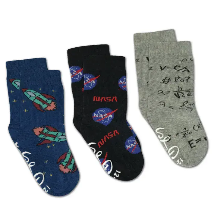 Math, Nasa and Rockets Kids Socks / 3-Pack - avworld.ca