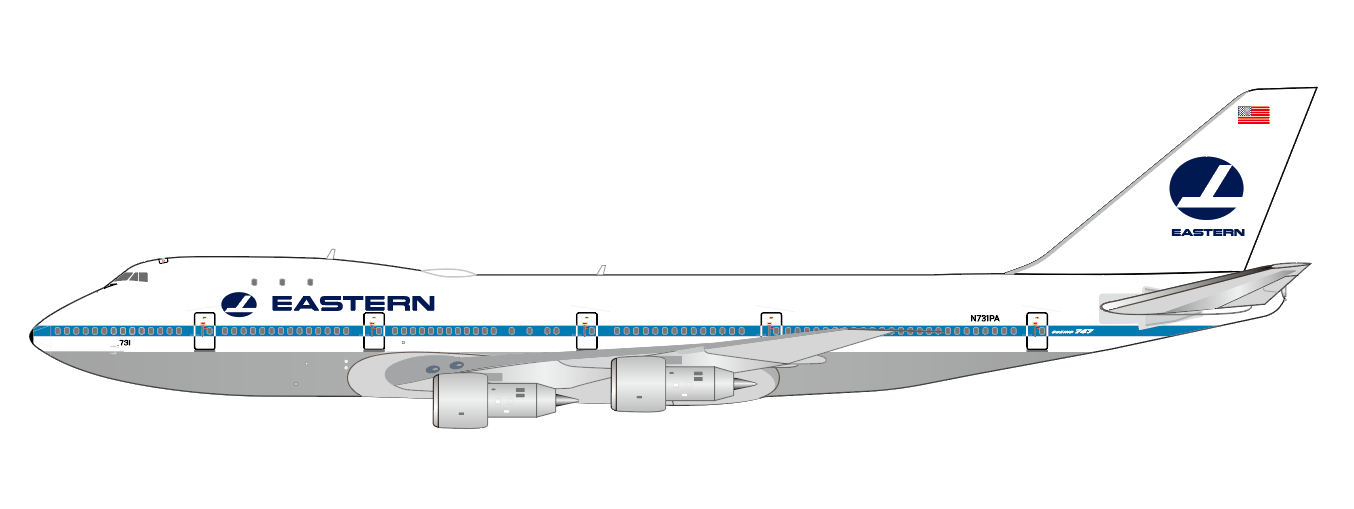 B747-100 Eastern Airlines Pan Am Hybrid white livery N731PA 1:400 ...
