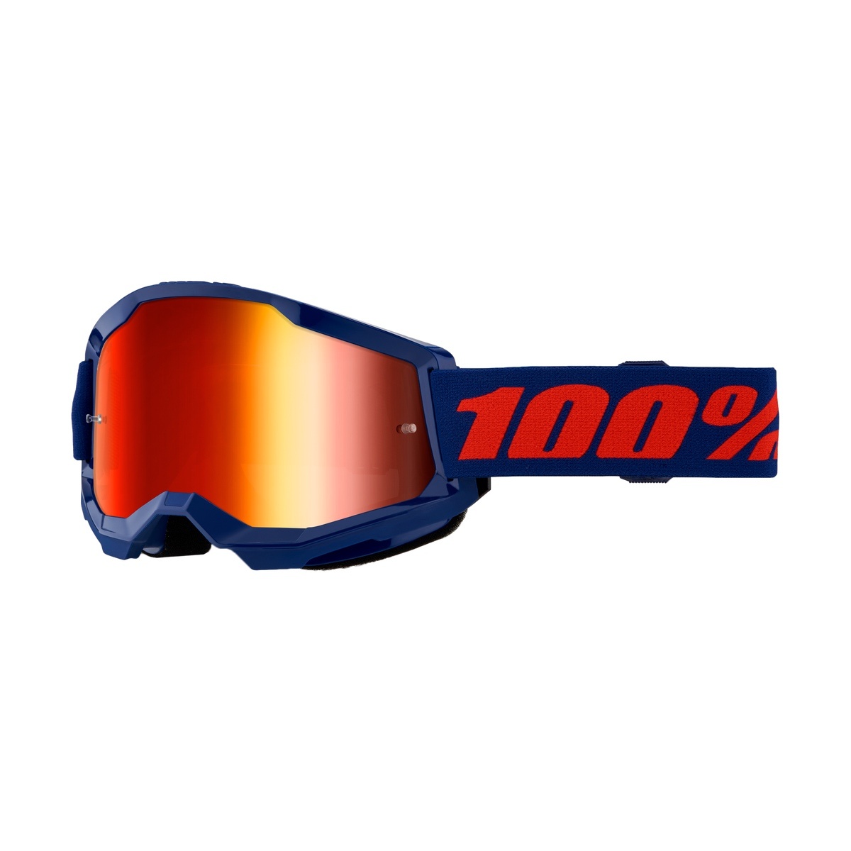 100% Strata 2 Goggle Navy Mirror Red Lens - Power Cycles BMX