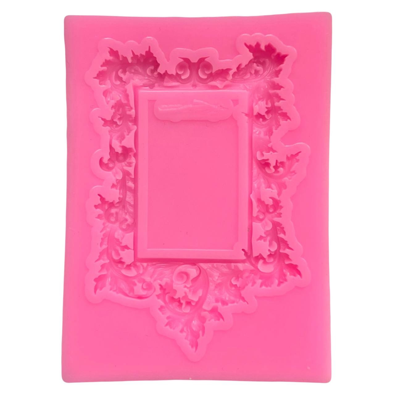 LACE SCROLL PHOTO FRAME RECTANGULAR SILICONE MOLD - eCakeSupply