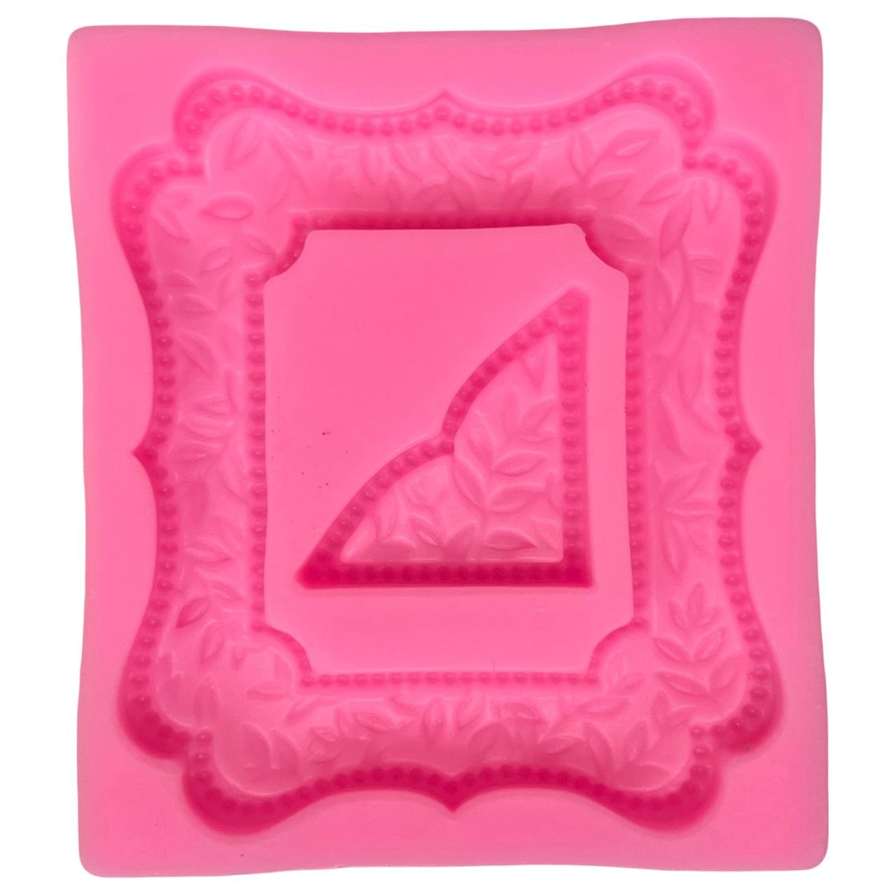 LACE SCROLL PHOTO FRAME OVAL SILICONE MOLD - eCakeSupply