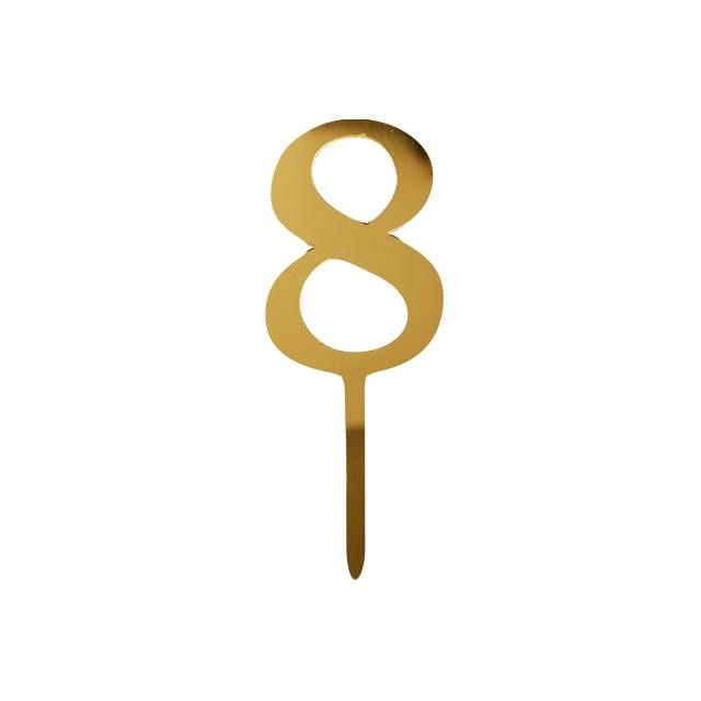 NUMBER 8 GOLD CAKE TOPPER - eCakeSupply