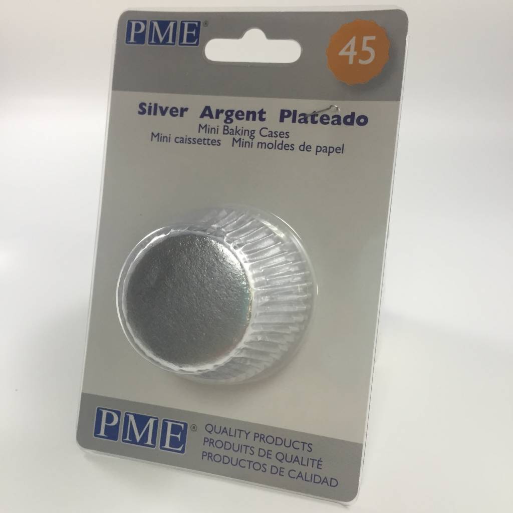 Metallic silver mini baking cups 45pk bc715 - eCakeSupply