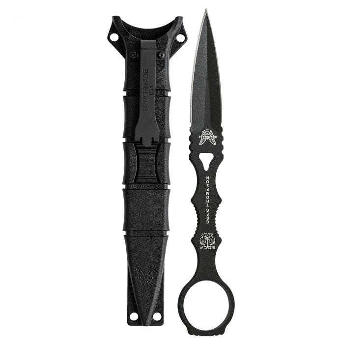 SOCP Mini Dagger Black/Black Sheath Plain Edge - Joint Force Tactical