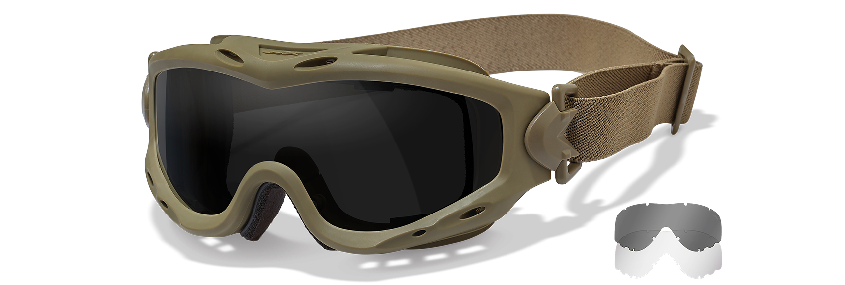 SPEAR Goggle Kit Tan Frame Grey/Clear - Joint Force Tactical