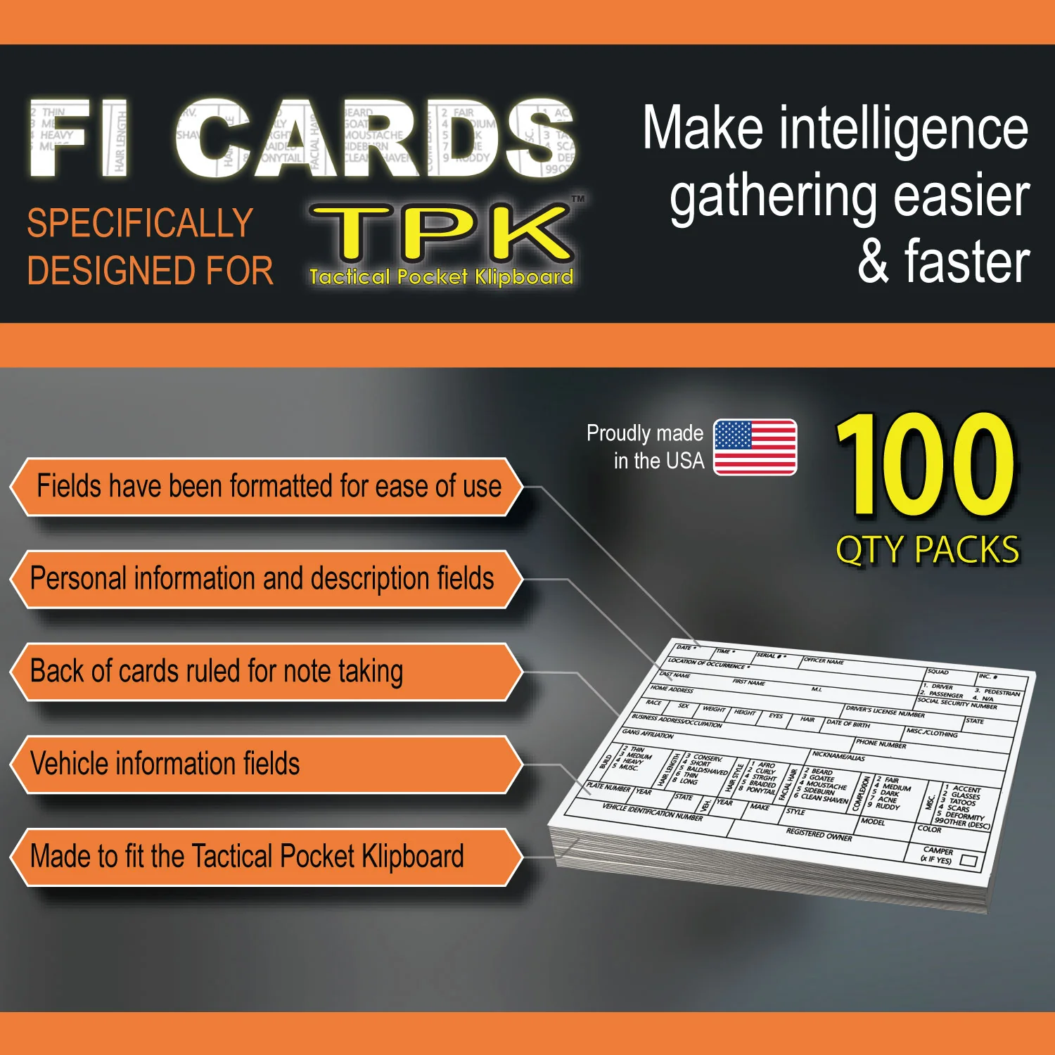 Pocket Klipboard Field Interview Cards - Joint Force Tactical