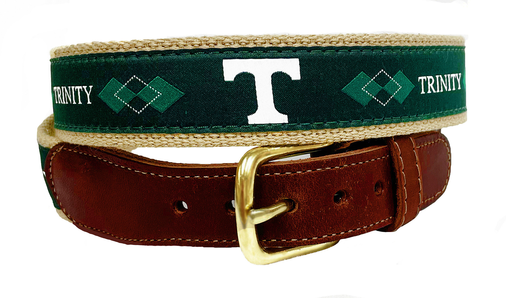 New Trinity Belt- Leather End, Brass Buckle - Trinity Campus Store