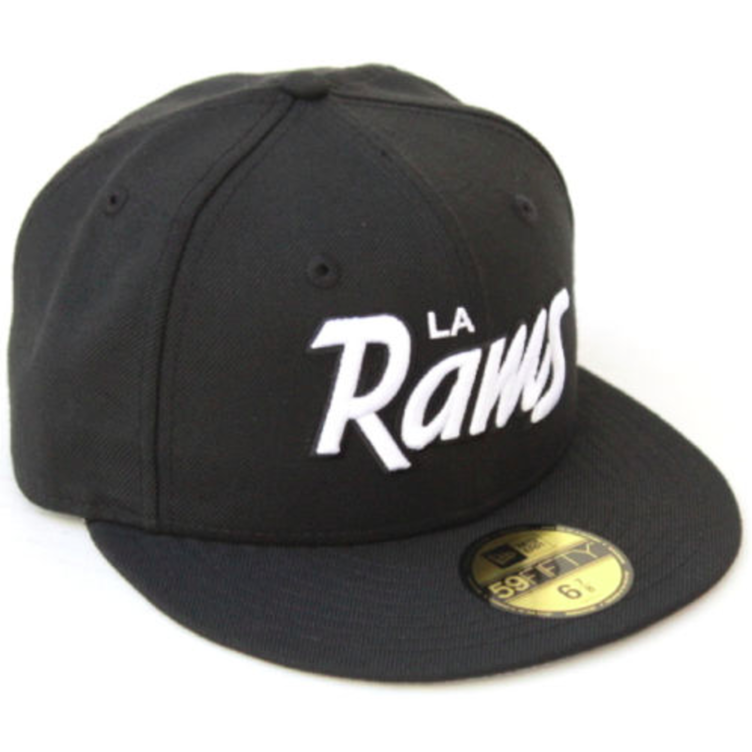 LA Rams C New Era Script Fitted 5950 Black White - The Locker Room of ...