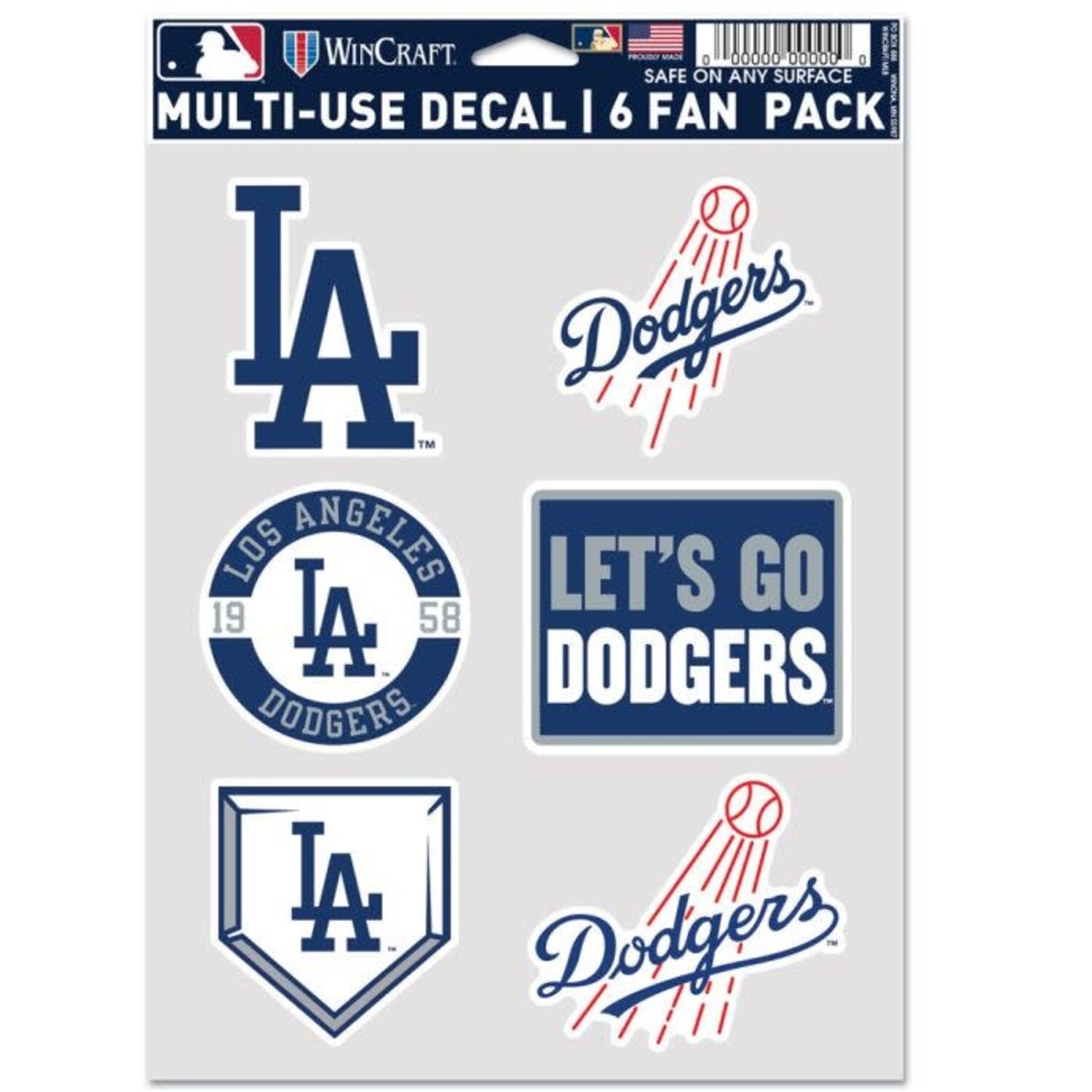 6 Fan Pack Decals MLB Dodgers - The Locker Room of Downey