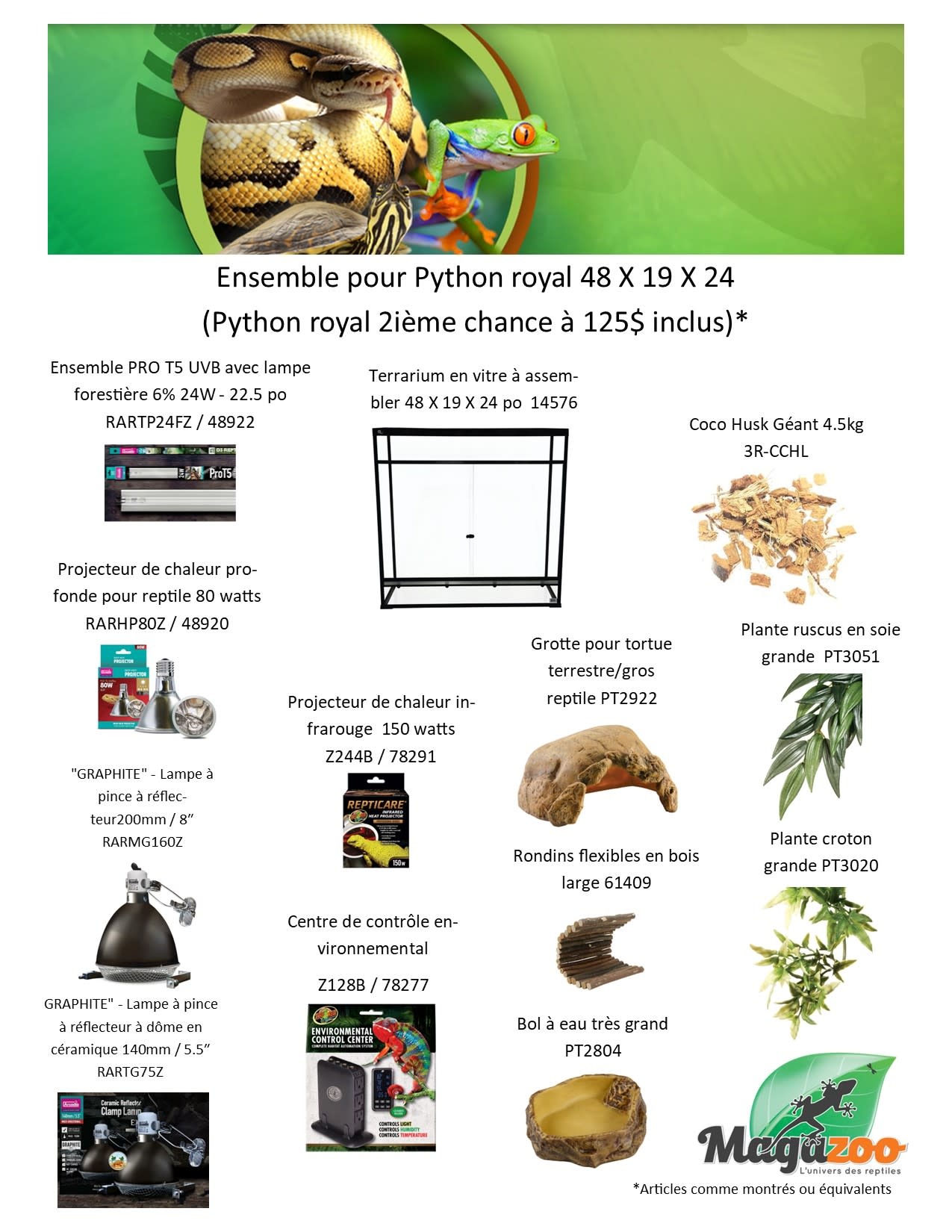 Ensemble pour Python royal 48 X 19 X 24 (Python royal 2ième chance à 125$ inclus) - Magazoo, l ...