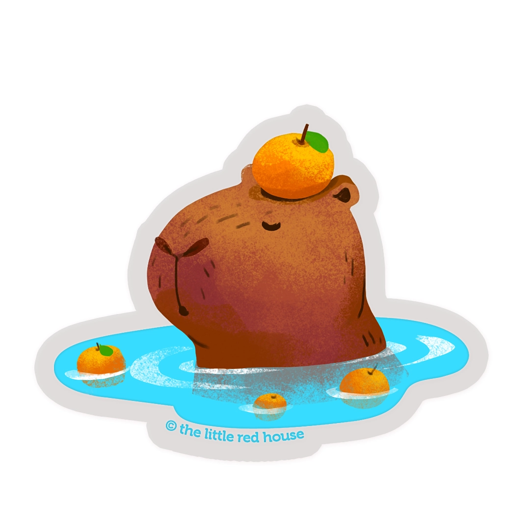 Chill Capybara Onsen Clear Sticker - The Brass Owl