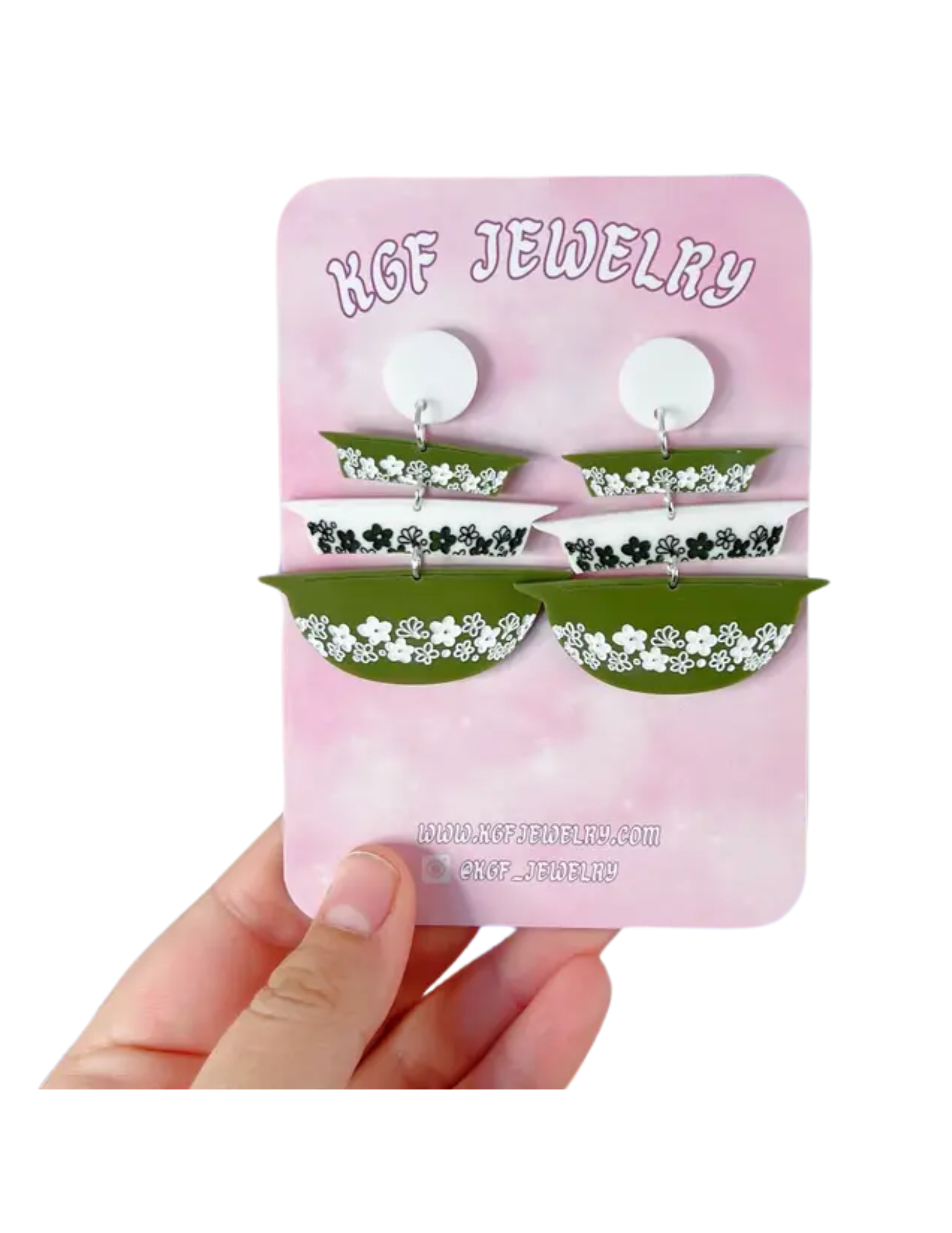 Spring Blossom Pyrex Bowl Circle Stud Earrings - Portage Bay Goods