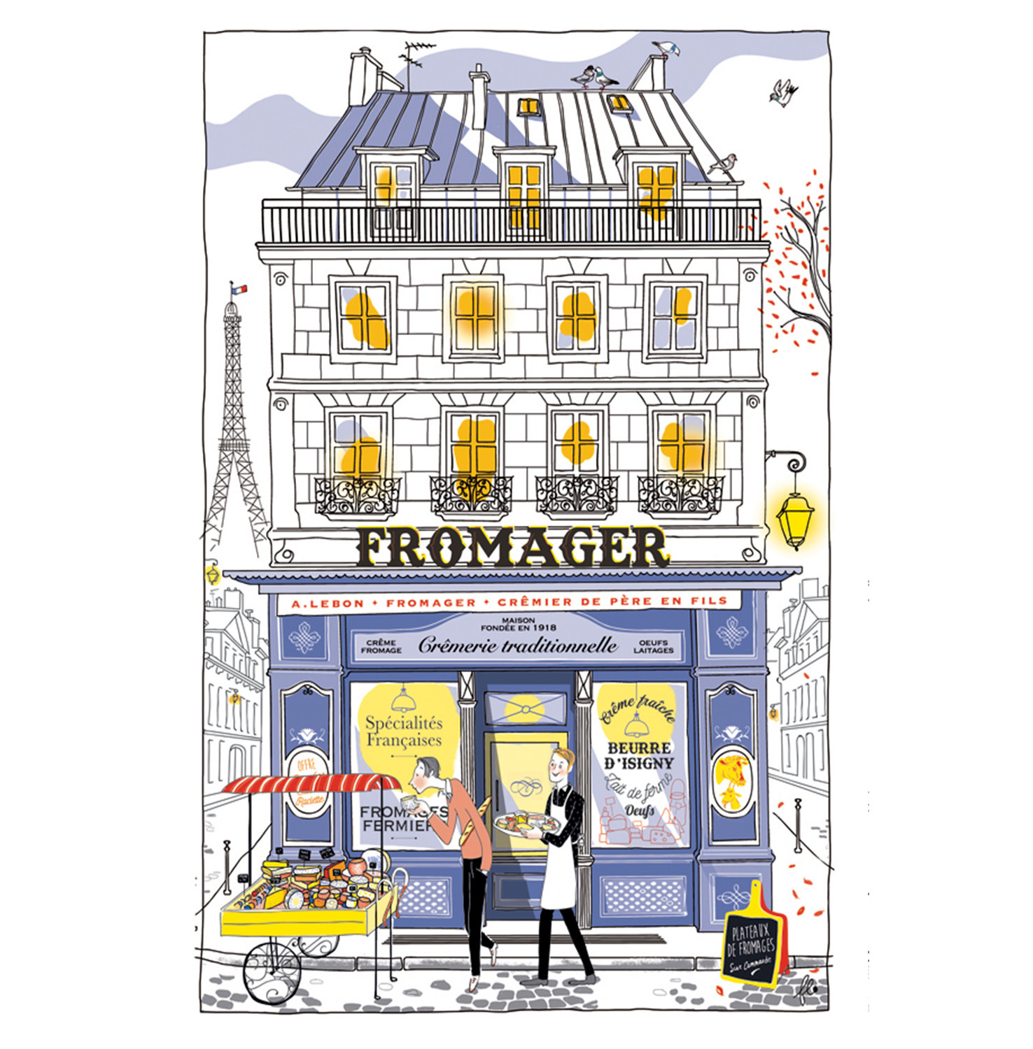 Charming "French Cheese Shop" Kitchen Towel. Made in France! - European ...