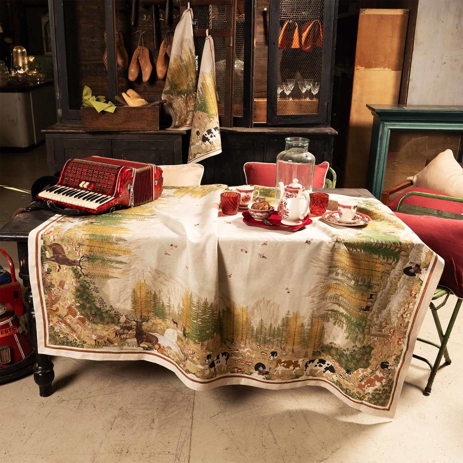 Tessitura Toscana Italian Linen Walser Tablecloth - 67" x 67 ...