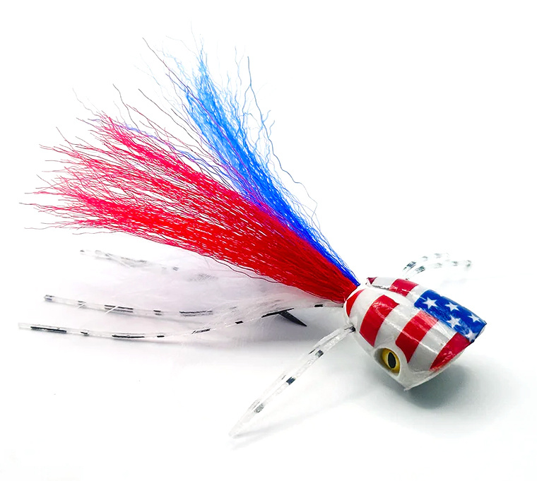 Double Barrel Patriot Bass Bug Popper - District Angling