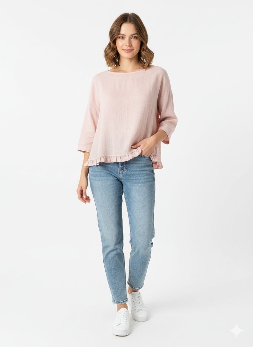 31137 Ruffle Linen Top - Sea Glass Lane