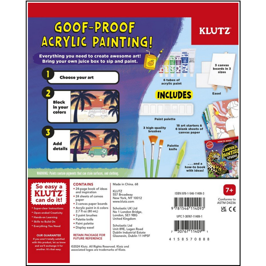 KLUTZ CANVAS PAINTING STUDIO THE TOY STORE
