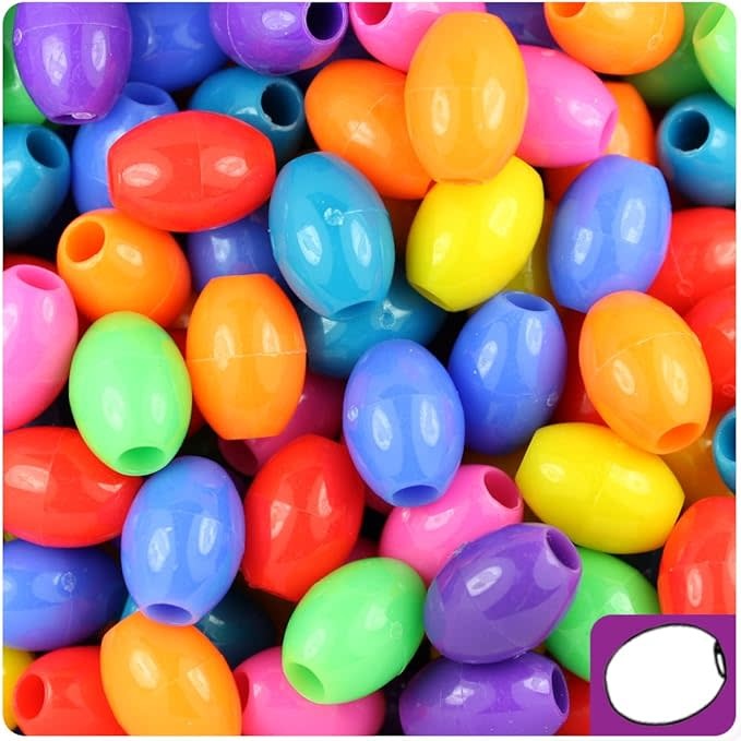 TARA LIMITED Plastic Assorted Color Oval Pony Beads 3oz Bag (Approx ...