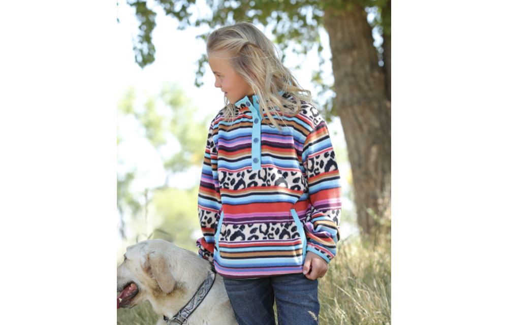 CINCH GIRLS LEOPARD SERAPE FLEECE CWK8250006 - Corral Western Wear