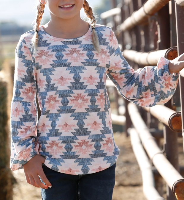 Cruel Girl Navy Peasant Blouse ctk8840001 - Corral Western Wear