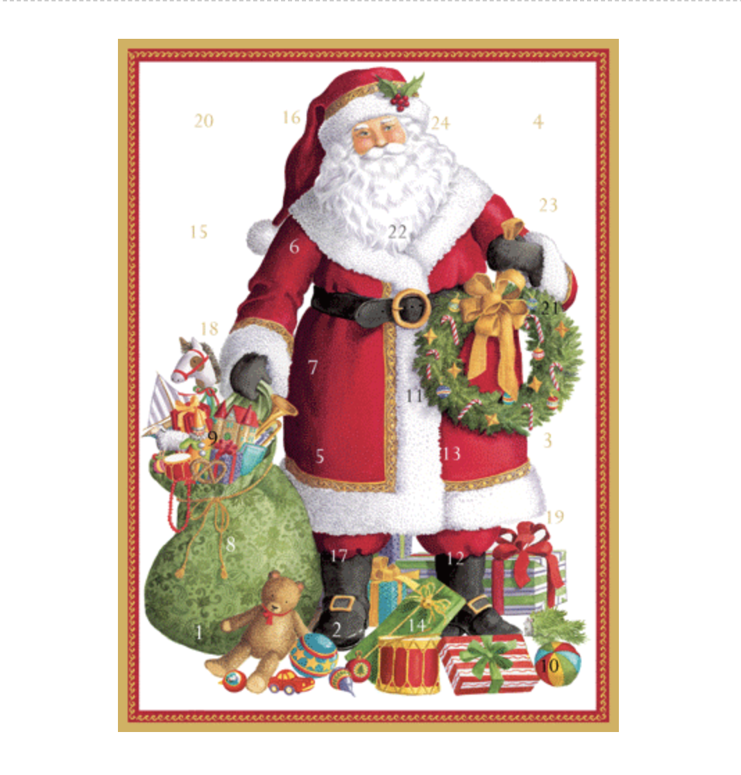 Caspari Santa Claus Advent Calendar Card - The Initial Choice