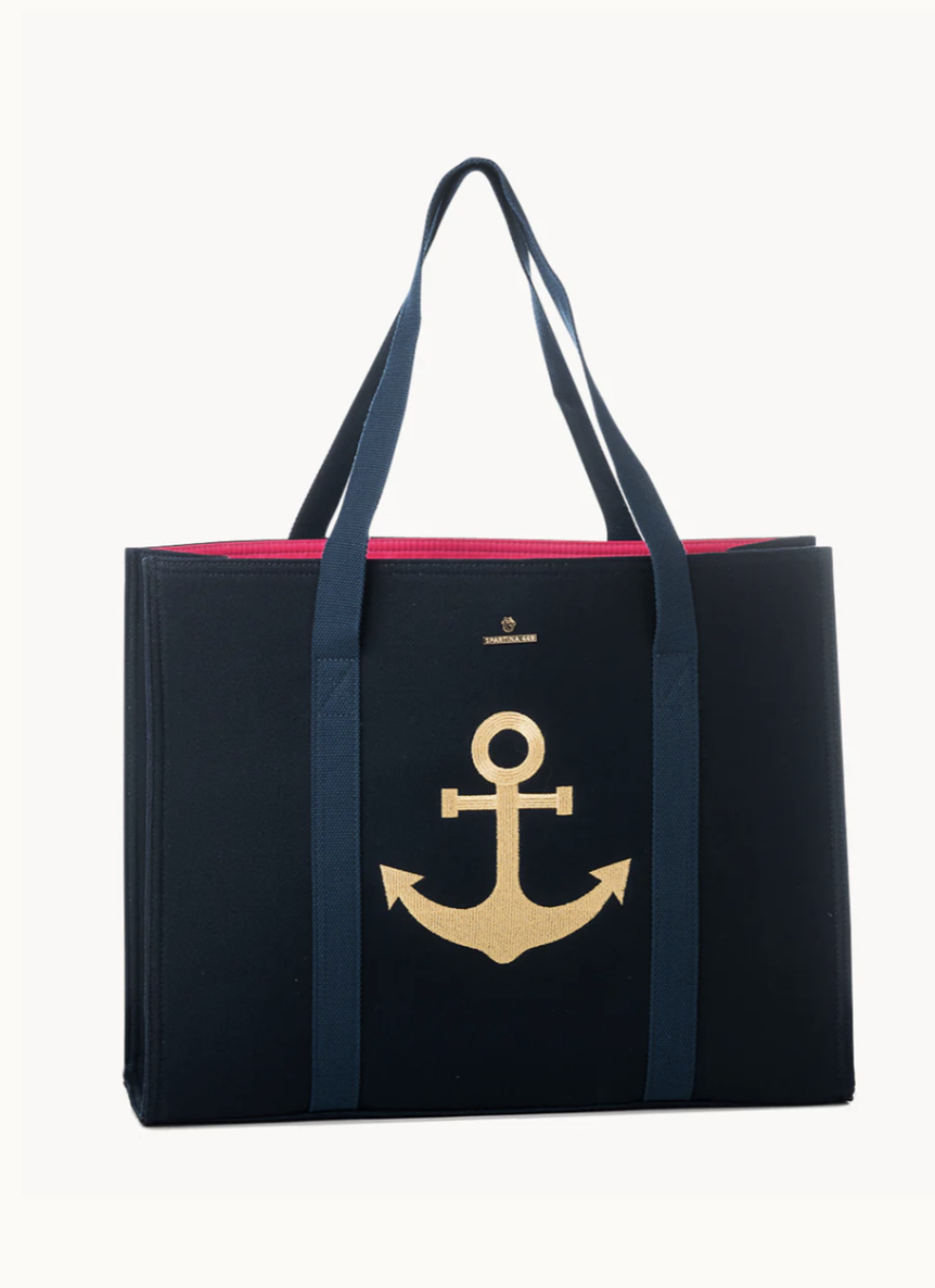Navy Carry All Tote Anchor - The Initial Choice