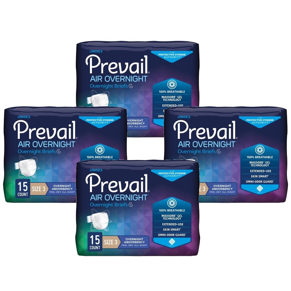 Unisex Adult Incontinence Brief Prevail Air™ Overnight Disposable ...