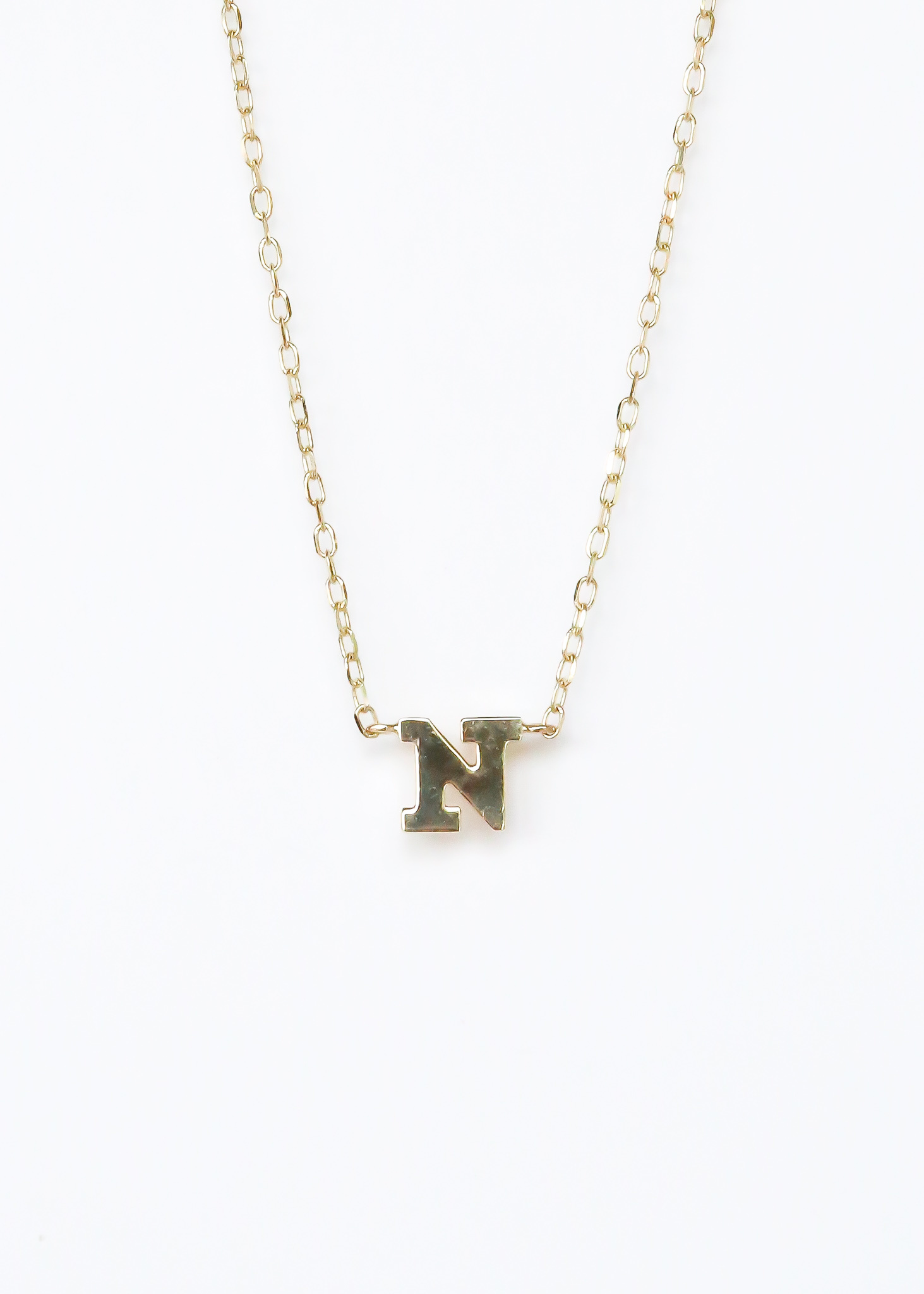 14k Yellow Gold "N" Letter Initial Necklace (Adjustable 16-18 ...