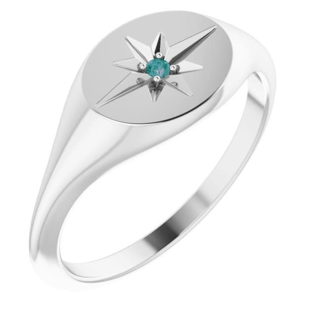Starburst Birthstone Signet Ring - American Jewelry