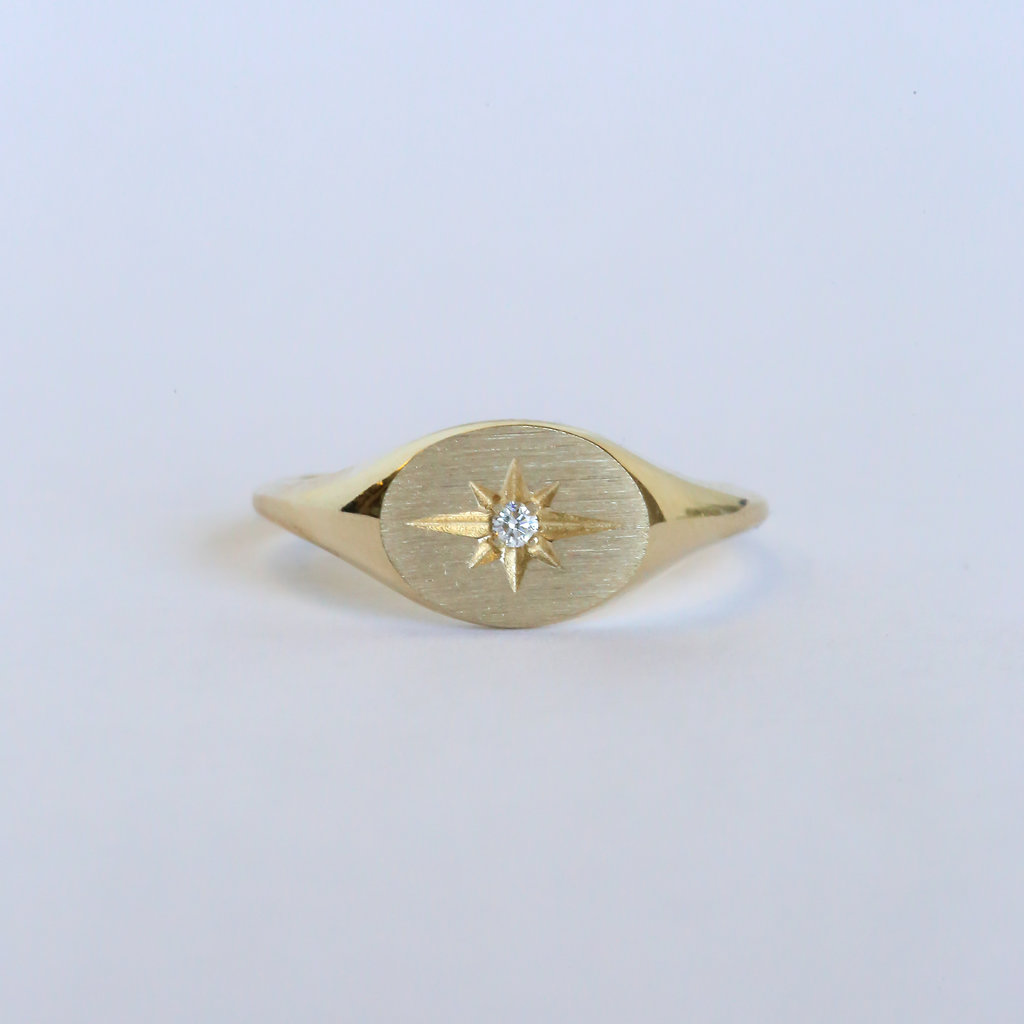 Starburst Birthstone Signet Ring - American Jewelry