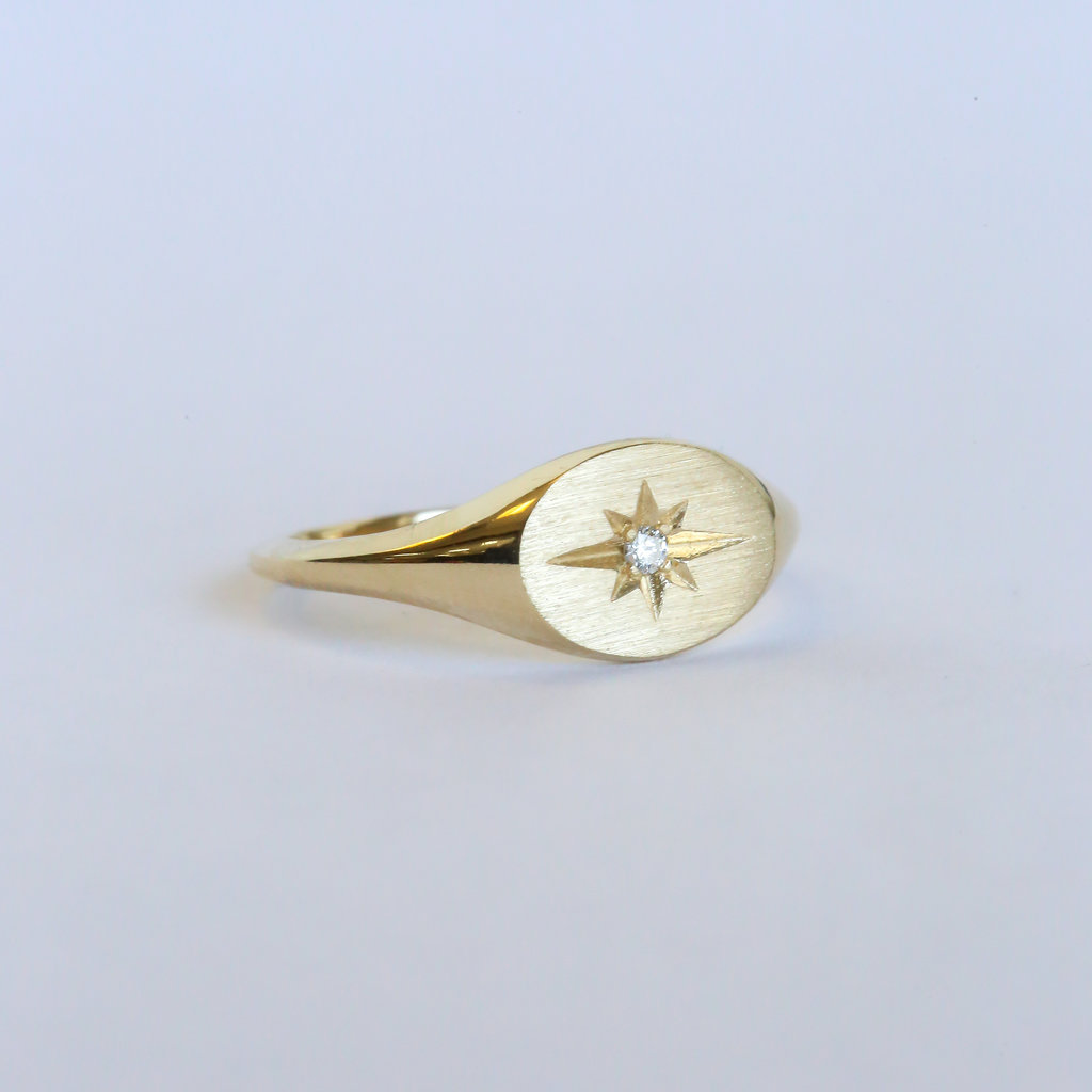 Starburst Birthstone Signet Ring - American Jewelry
