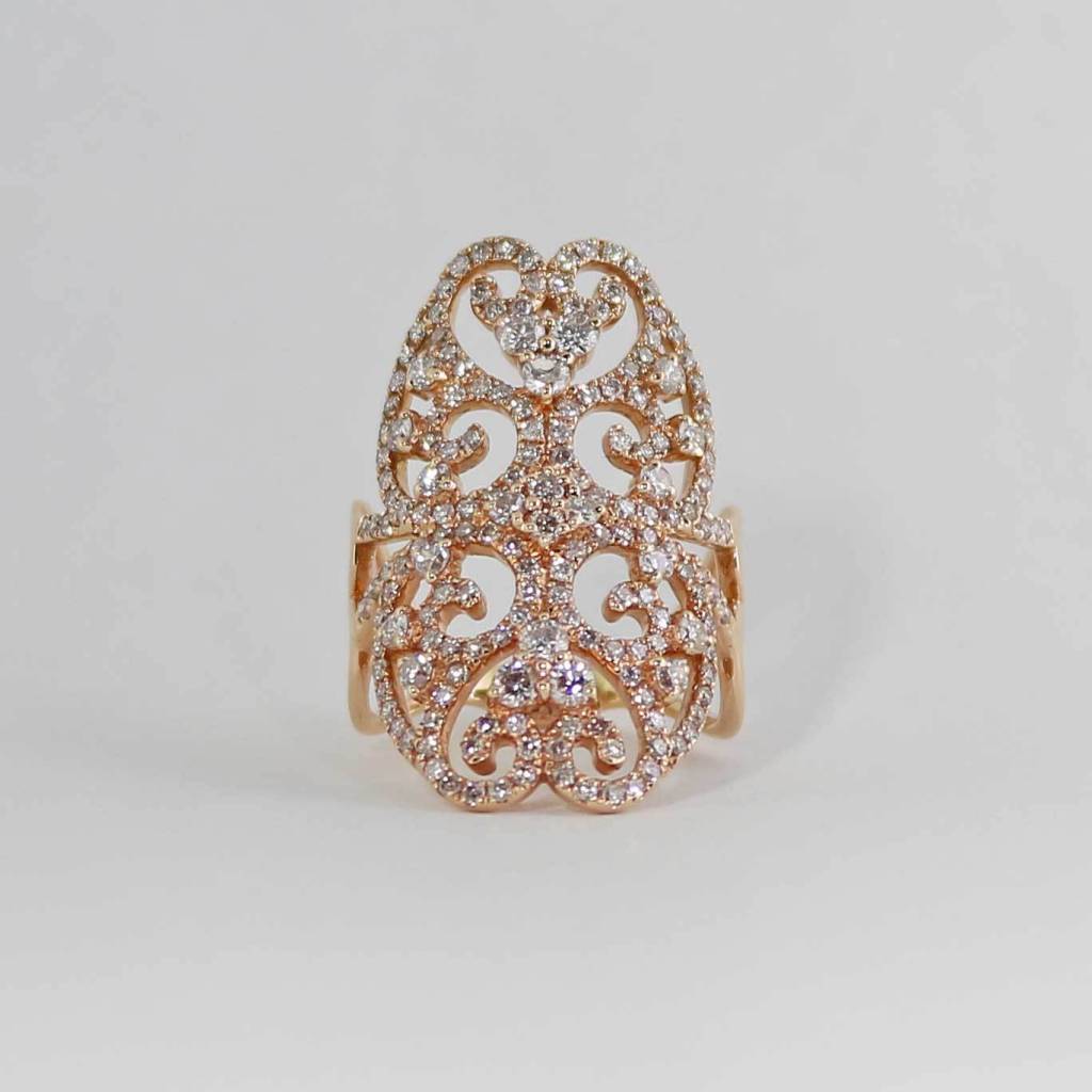 American Jewelry 14K Rose Gold Ladies Fashion Ring with 2ctw Diamonds ...