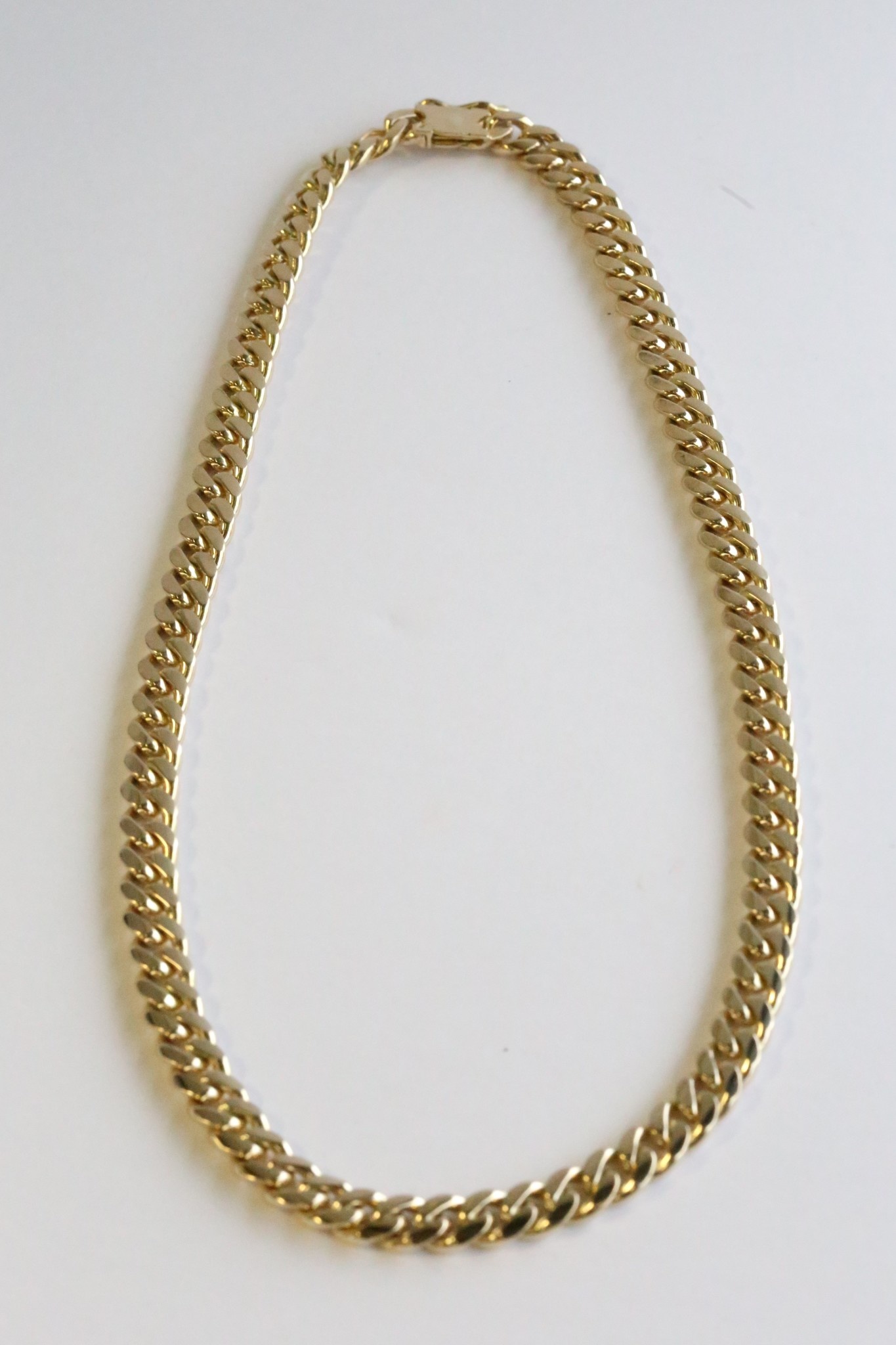 14k Yellow Gold 8mm 88g Flat Cuban Link Chain (20") - American Jewelry