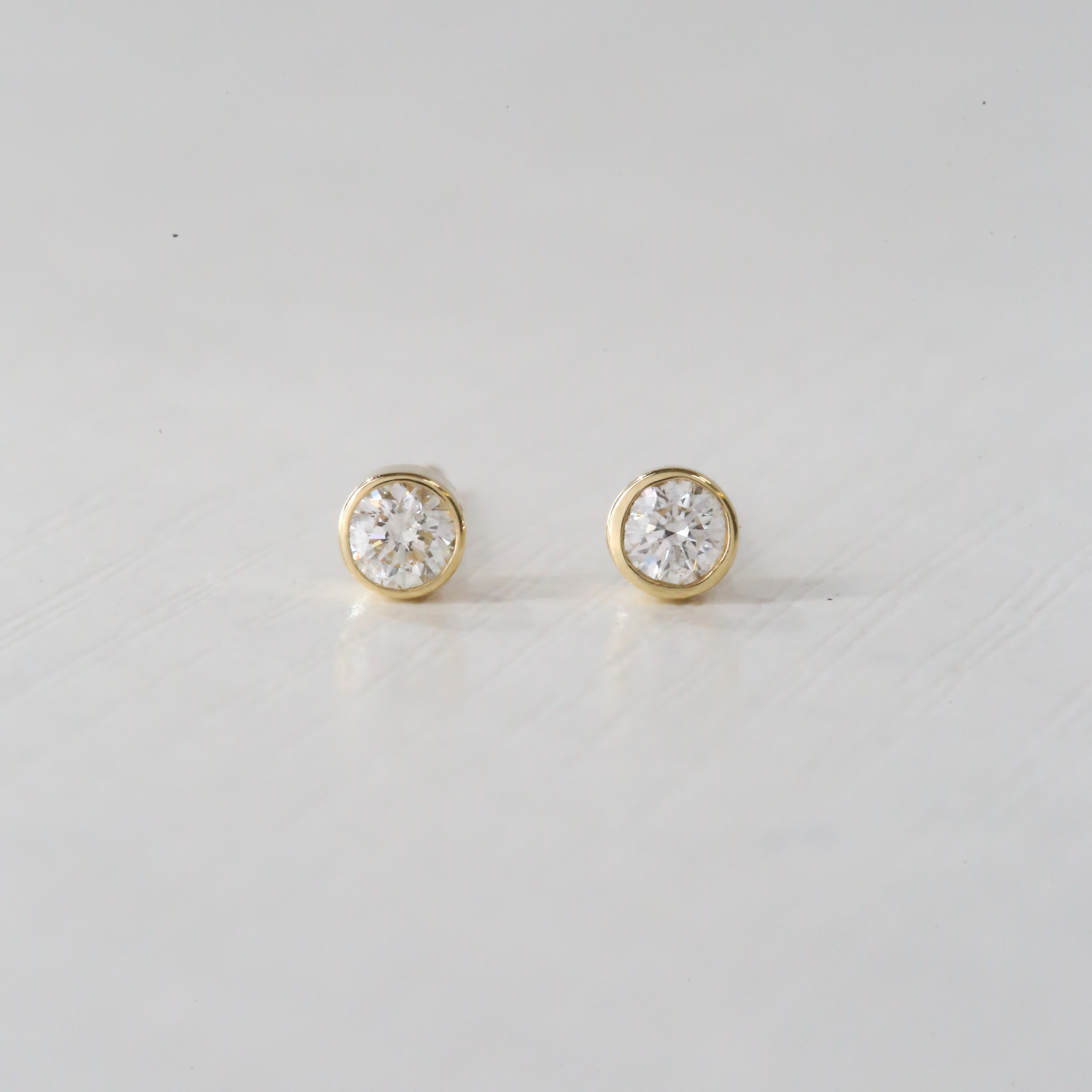 Gold Micro Diamond Bezel Stud Earrings - American Jewelry