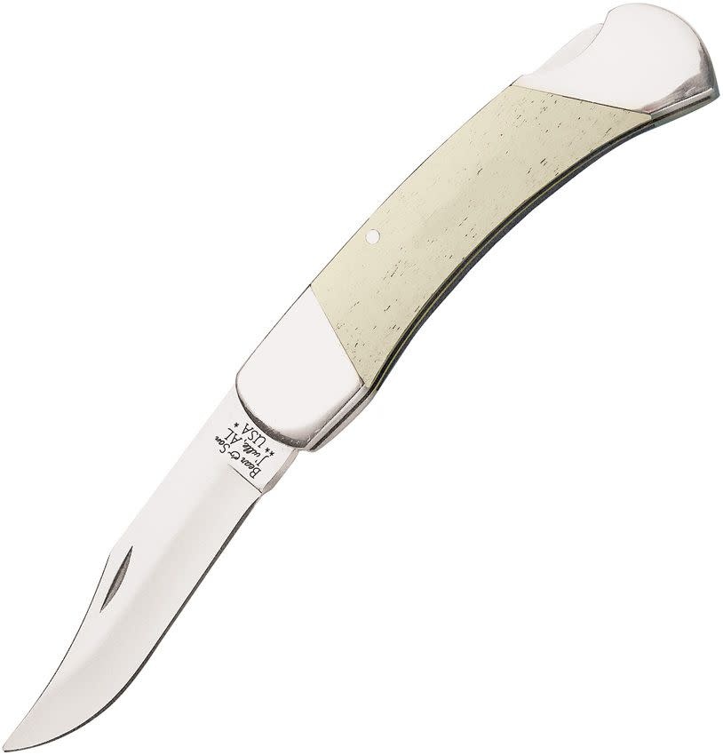 Lockback White Smooth Bone Knife - American Jewelry