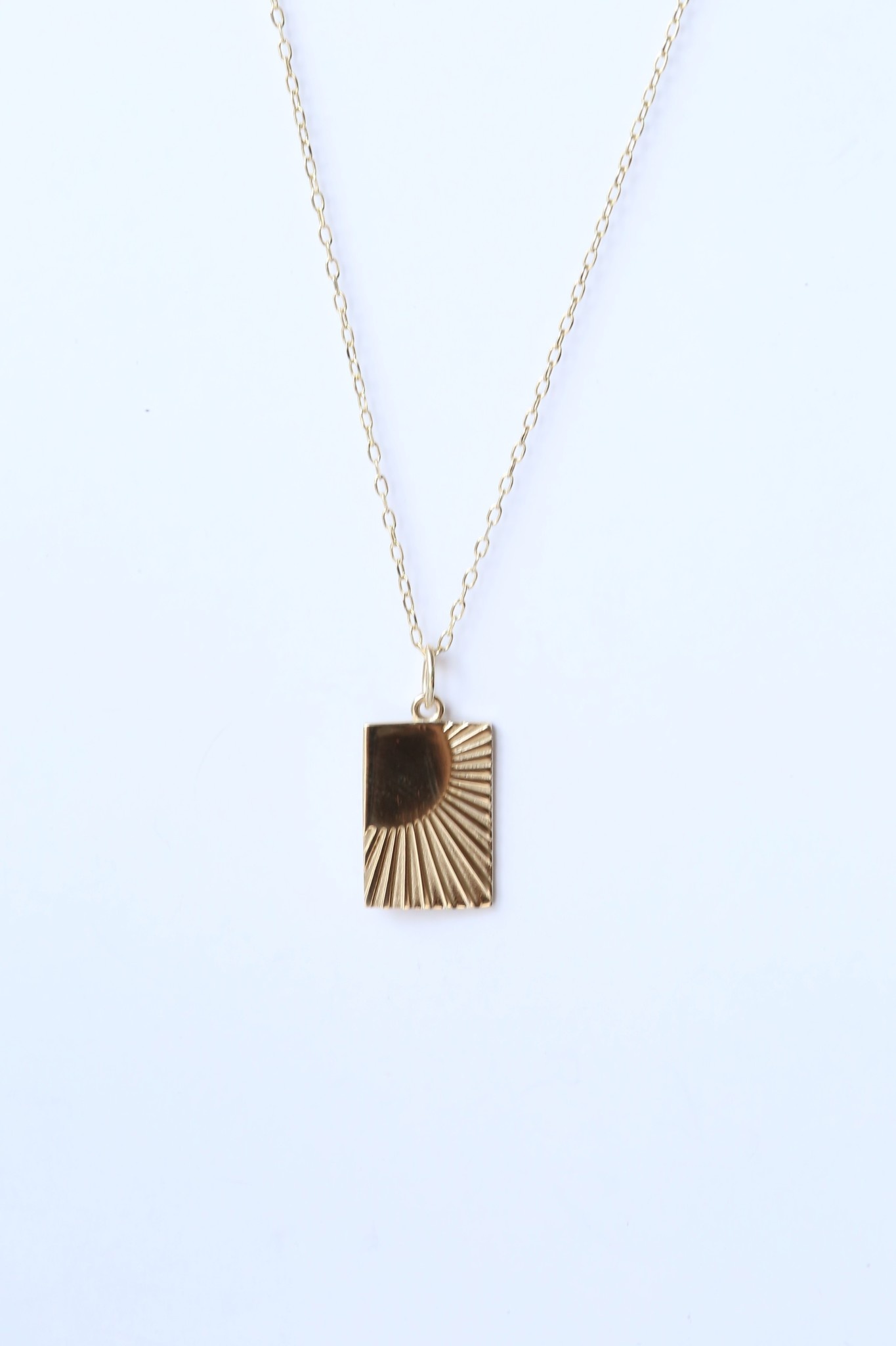 14k Yellow Gold Sun Pendant (18") - American Jewelry