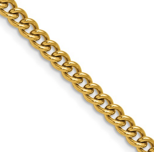 Stainless Steel 14k Gold Plated 4.5mm Round Curb Chain (20") - American ...
