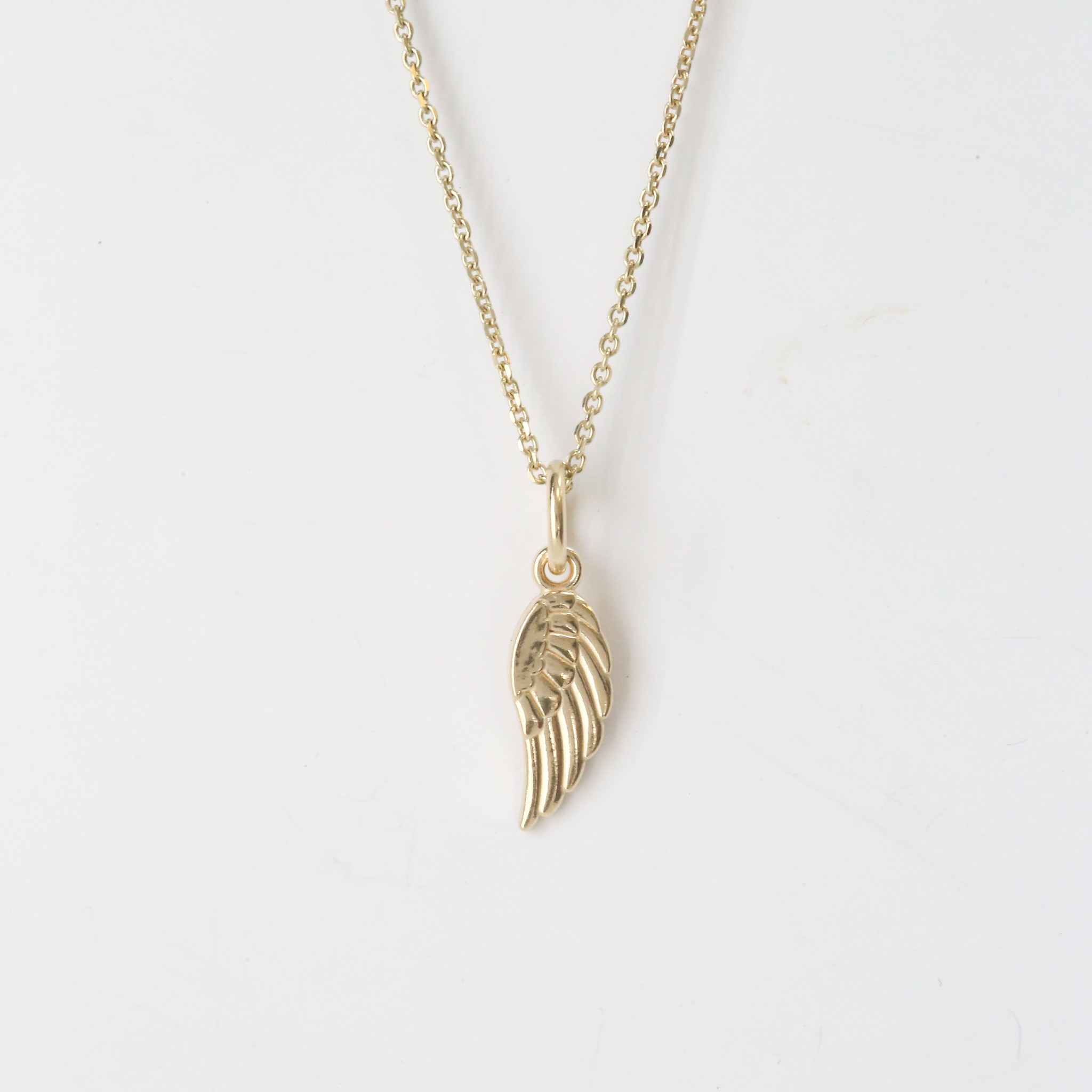 14k Yellow Gold Angel Wing Charm - American Jewelry