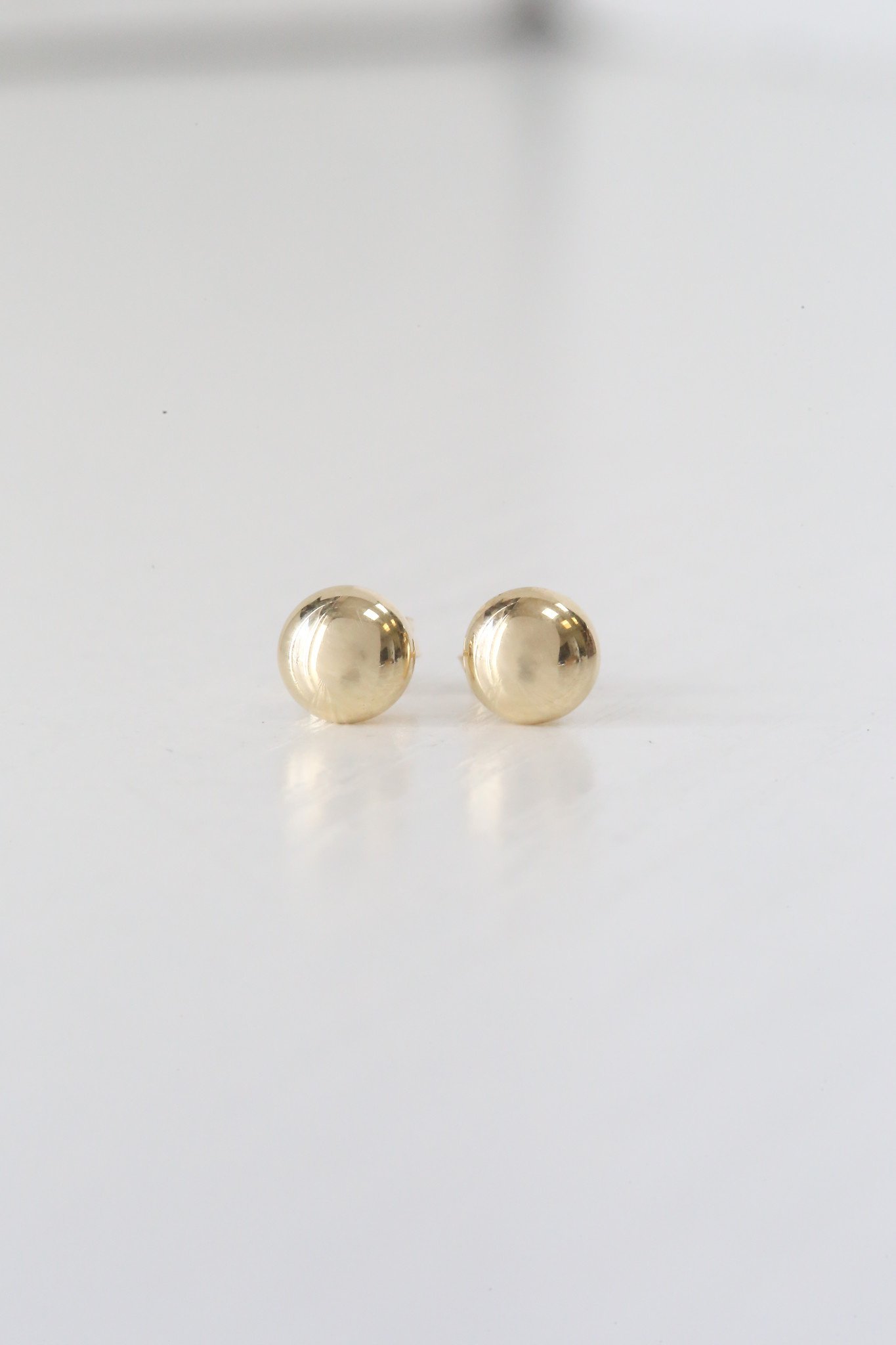 14k Yellow Gold Round Button Stud Earrings - American Jewelry